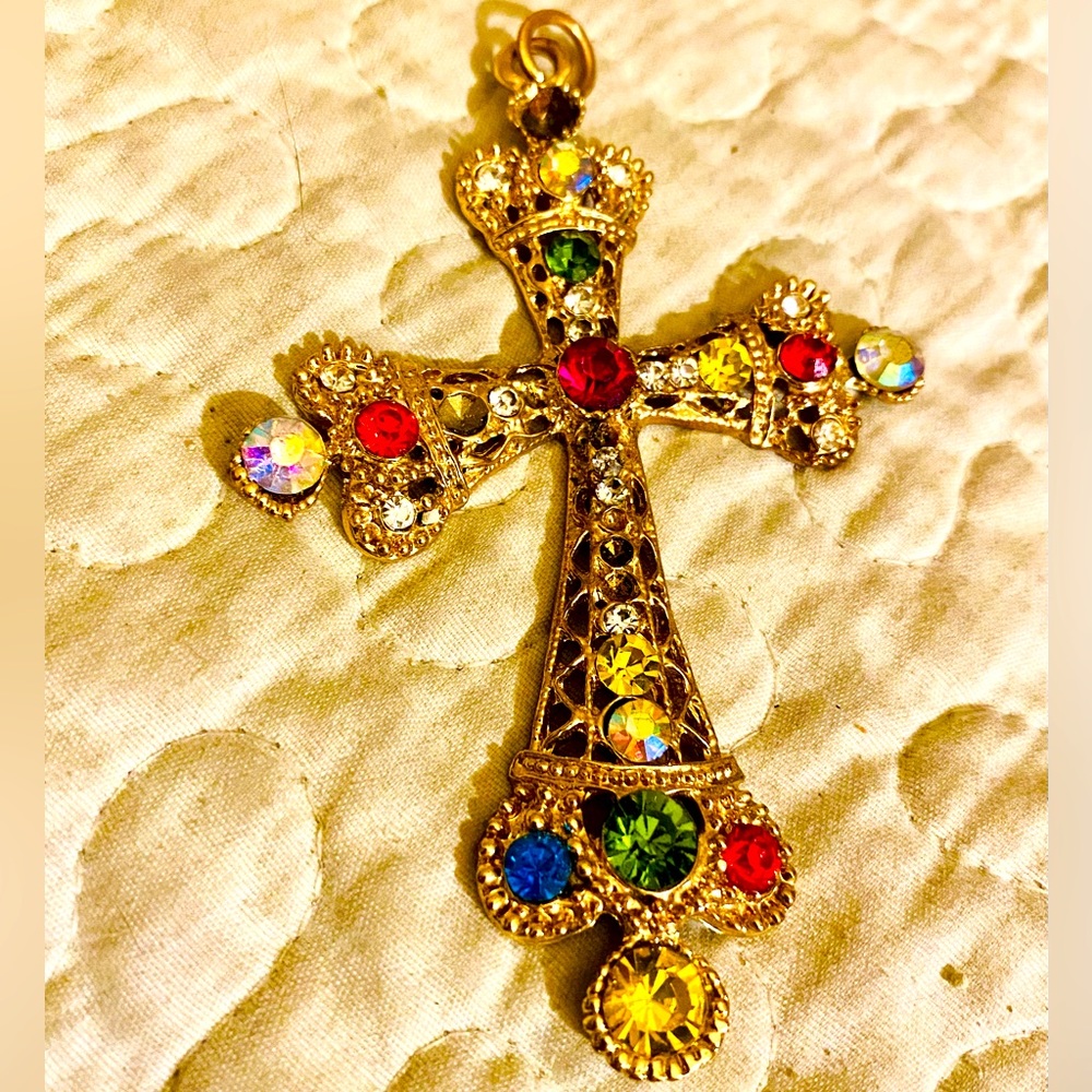 Betsey Johnson Crystal Embellished Cross Charm For Ne… - Gem